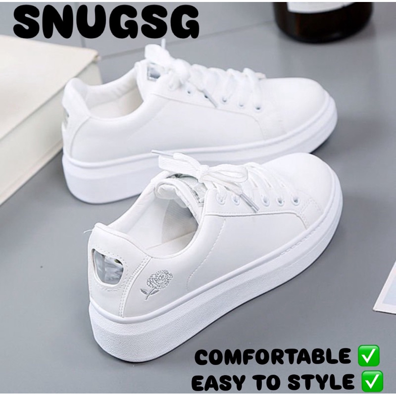 [SINGAPORE READY STOCKED] SNUGSG SIGNATURE LADIES FULL WHITE SNEAKER ...