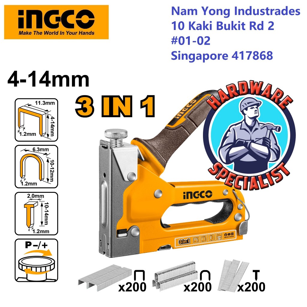 Ingco HSG1405 3 in 1 Adjustable Force Staple Gun | Shopee Singapore