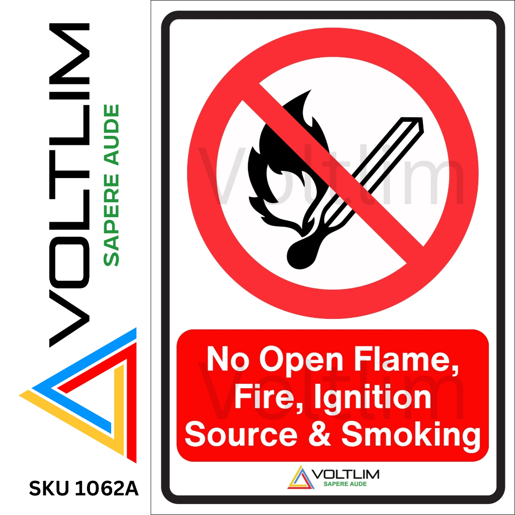 No Open Flame Fire Ignition Source Smoking Symbol Stop Sign Label ...