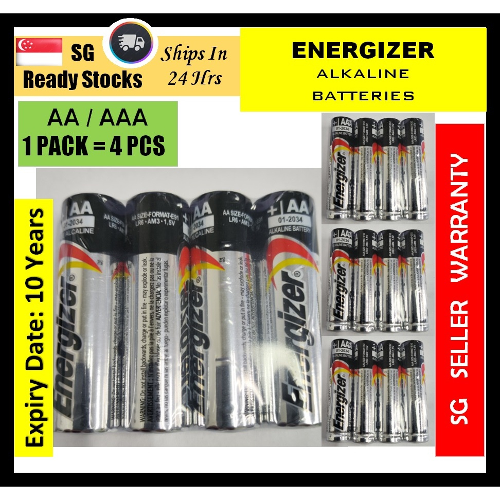 [SG Ready Stocks] 4 PCS PACK - Energizer AA / AAA Alkaline Battery 1.5V ...