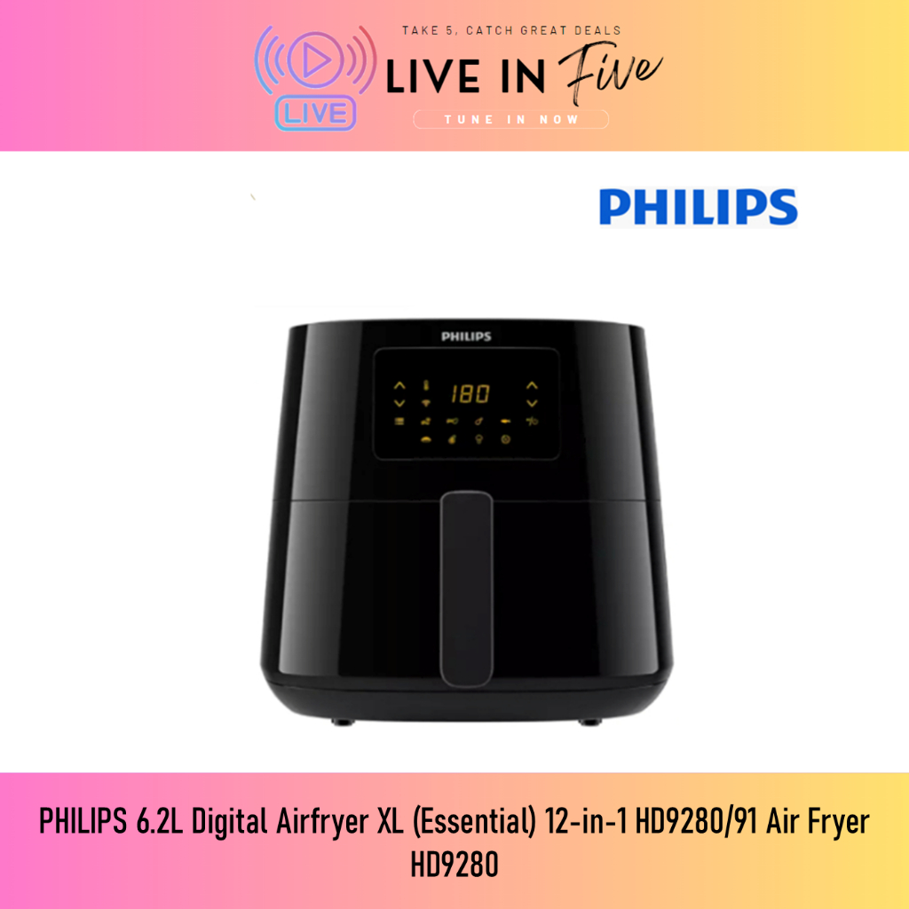 PHILIPS 6.2L Digital Airfryer XL (Essential) 12-in-1 HD9280/91 Air Fryer HD9280 | Shopee Singapore