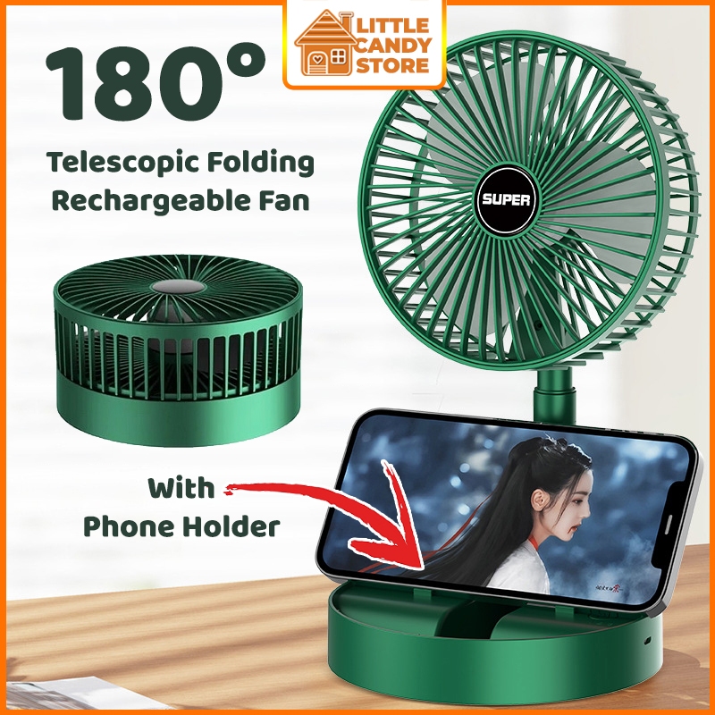 Portable Folding Fan USB Rechargeable Mini Fan Foldable Large Wind 180 ...