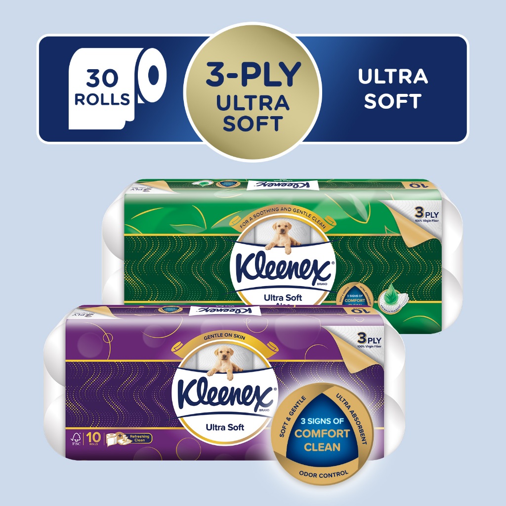 [Bundle of 3] Kleenex Ultra Soft 3-Ply Toilet Paper / Tissue Assorted ...