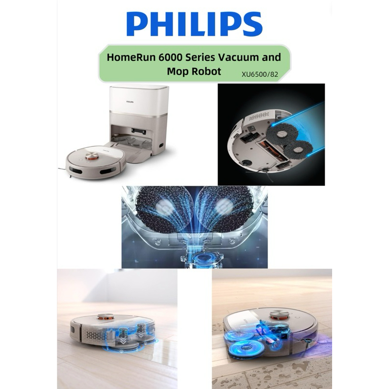 PHILIPS 2-in-1 Wet & Dry Vacuum & Mop Robot Vacuum 6000 Series - XU6500 ...