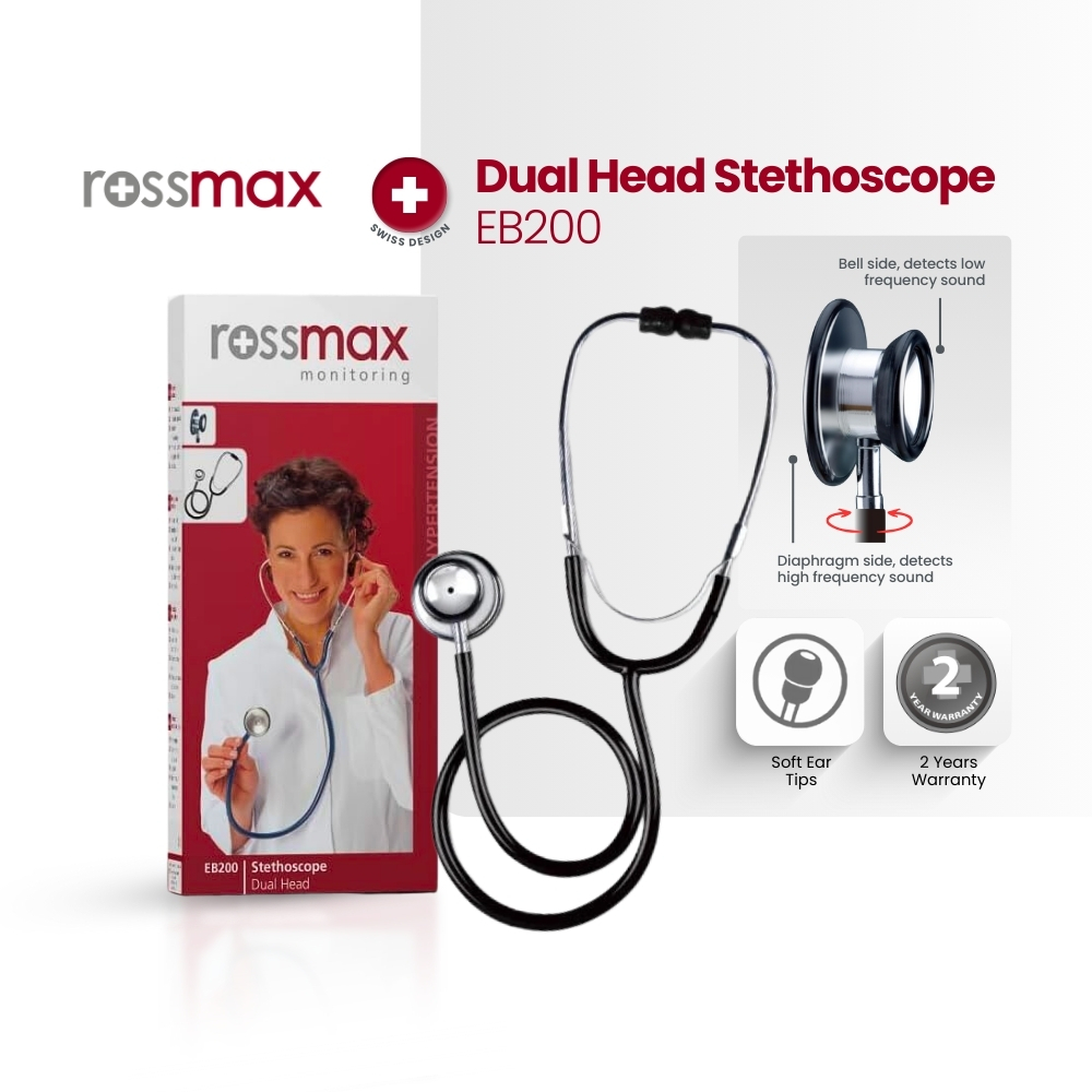 Rossmax Dual Head Stethoscope EB200 | Soft Ear Tips Aluminium Chest ...