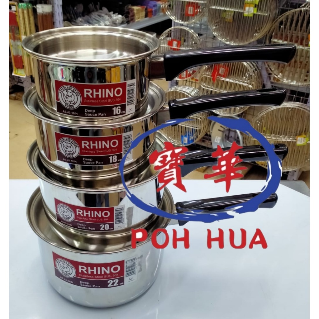 Rhino Stainless Steel Sauce Pan With Cover 16/18/20/22cm Cooking Pot ...