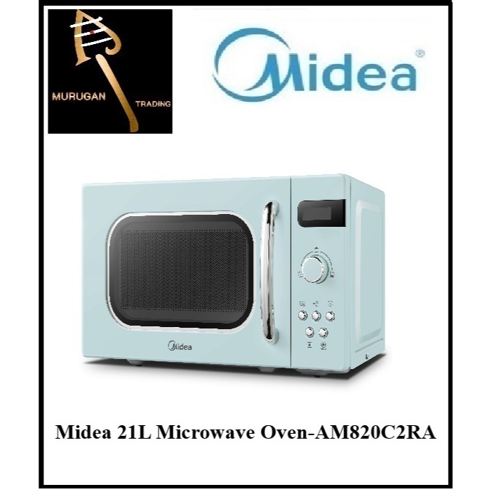 Midea AM820C2RA Light Retro Green Quick Defrost Microwave Oven, 21L ...