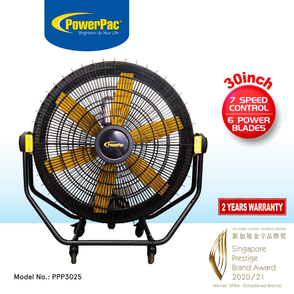 PowerPac 30” Big Industrial Drum Fan - Powerful, Direct-drive Motor, 6 ...