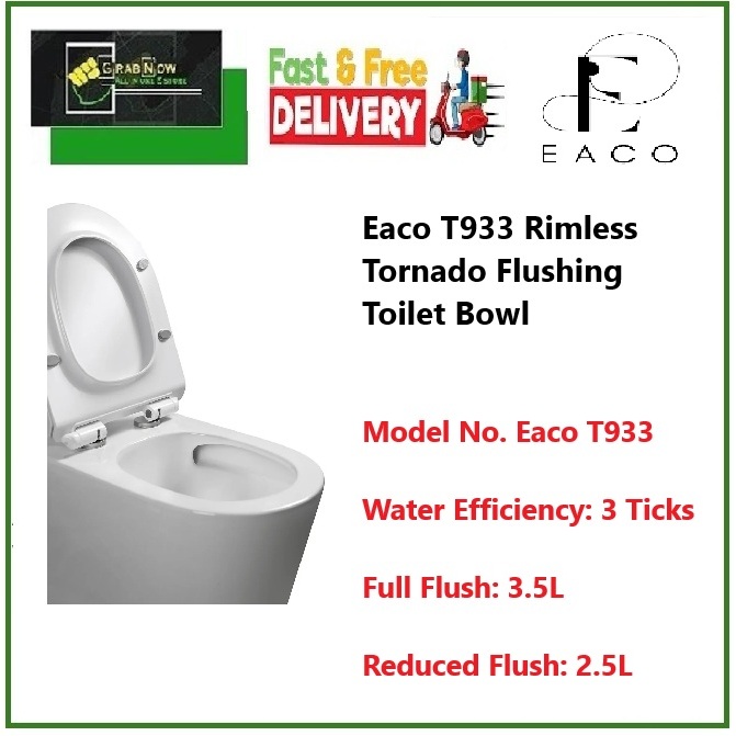 Eaco T933 Rimless Tornado Flushing Toilet Bowl | Express Free Home ...
