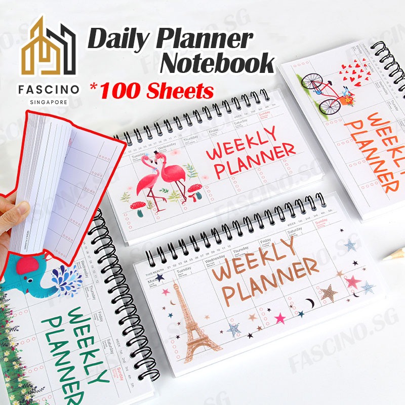【SG】100 Sheets Weekly Planner Study Planner Notebook Daily Coil Flip ...