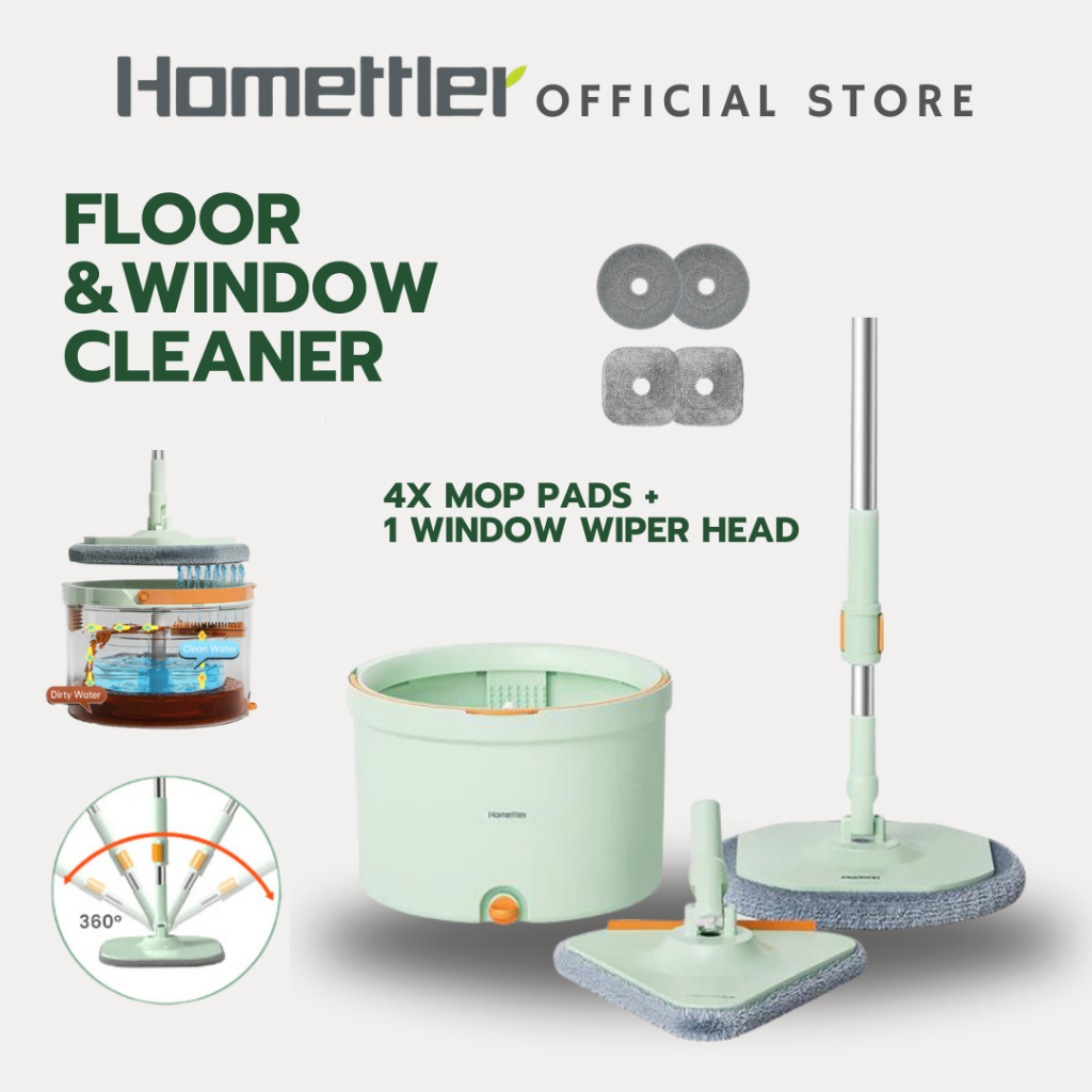 Homettler CoolMop Clean Flat Spin Mop Set and Bucket System Set CW005 ...