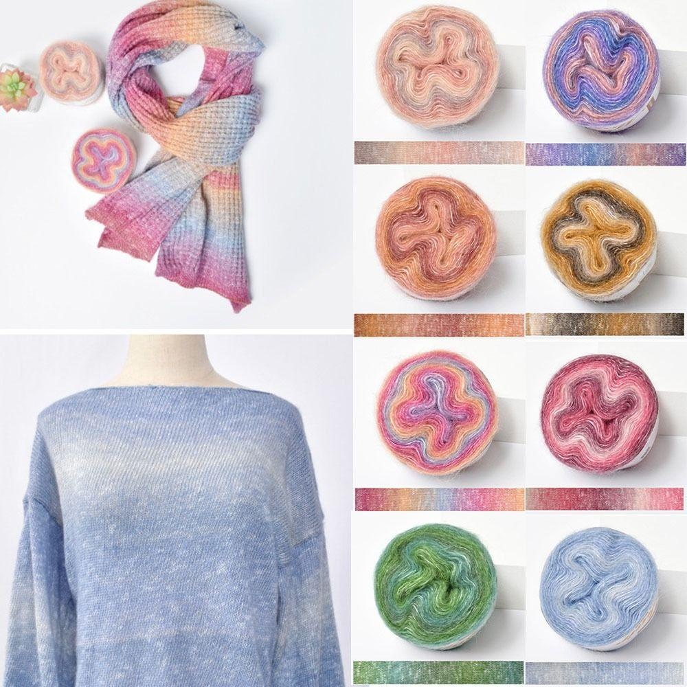{SG} Mohair Yarn Spray Wool Yarn for Crochet Gradient Color Yarn Multi ...