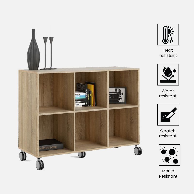 [Preorder] VHIVE Rockwell Bookcase Cabinet with Wheels | Shopee Singapore