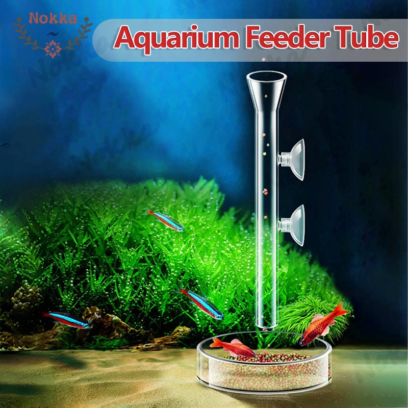 【SG】Glass Aquarium Feeder Tube Shrimp Fish Snail Food Dispenser Fish ...