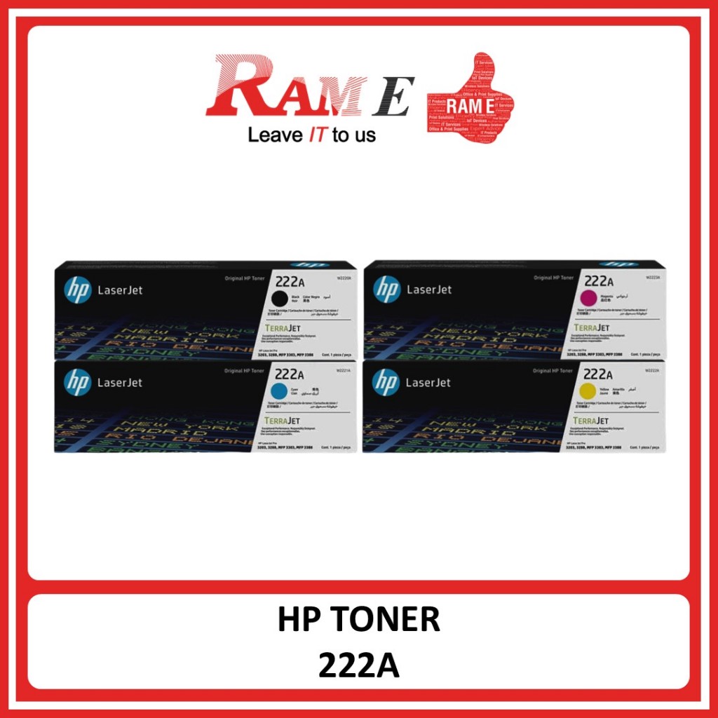 [ORIGINAL] HP 222A Black Cyan Magenta Yellow Toner Cartridge W2220A ...