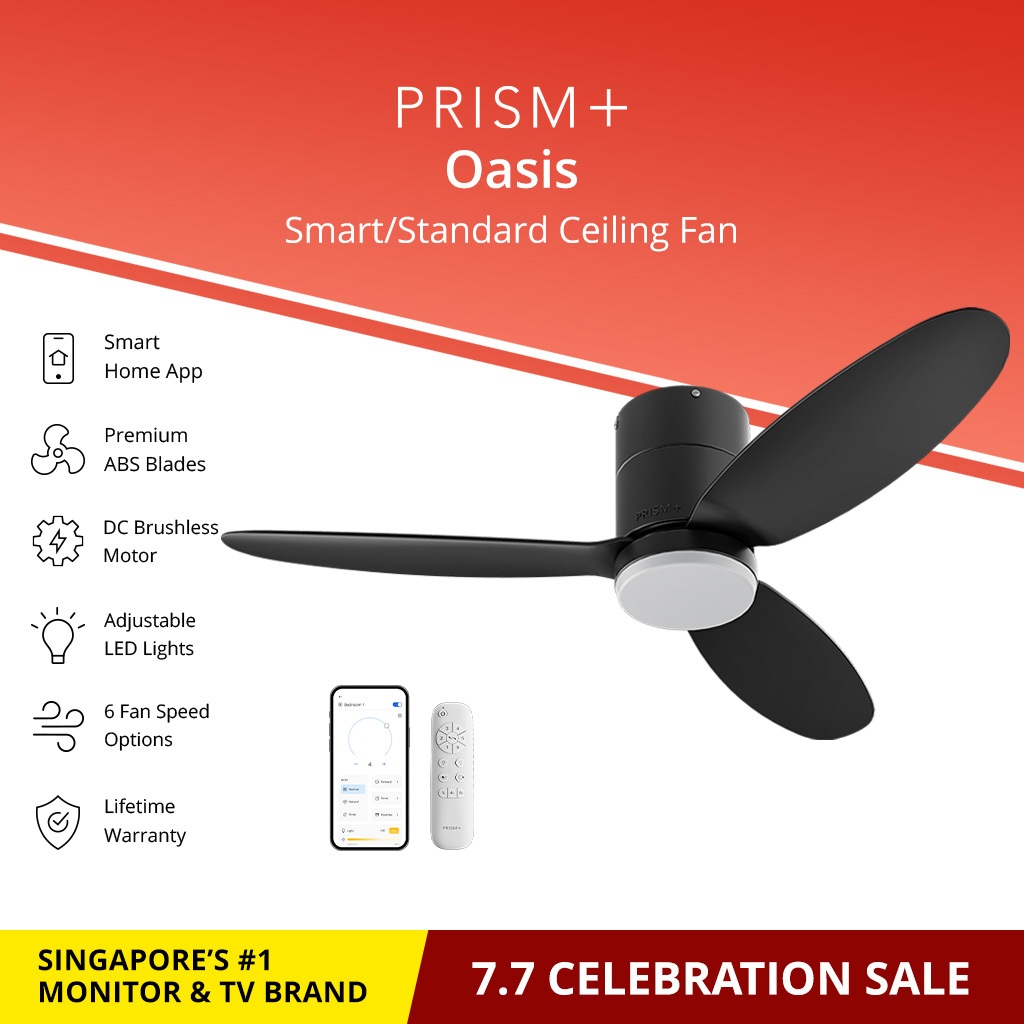 PRISM+ Oasis Ceiling Fan | 3 Blades | Integrated Dimmable Lights | 6 ...