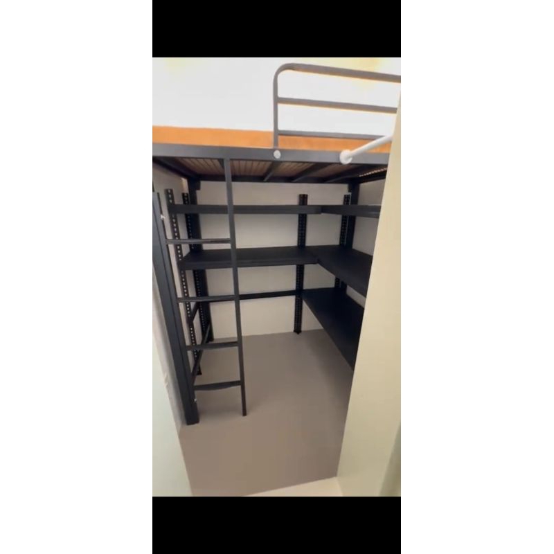 Loft bed with shelf customize singapore/helper room bed/unity room ...