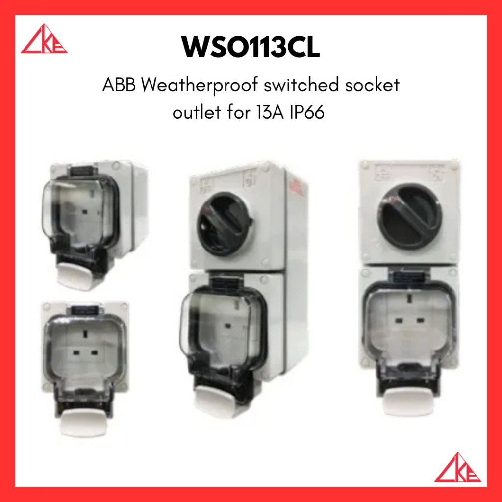 ABB Weatherproof Switched Socket Outlet for 13A IP66【WSO113CL】 | Shopee Singapore
