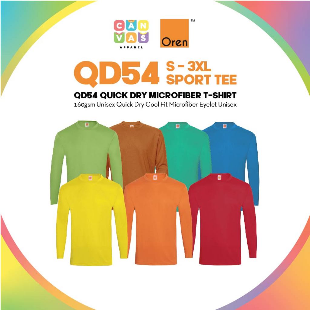 CANVAS x OREN SPORT Tshirt Plain Unisex Long Sleeve Shirt Baju Kosong ...