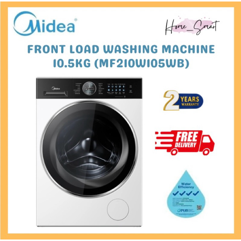 Midea MF210W105WB 10.5KG Front Load Washing Machine | Shopee Singapore