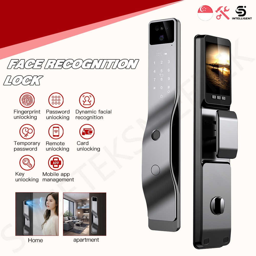 3D face recognition smart password lock electric fingerprint lock anti ...