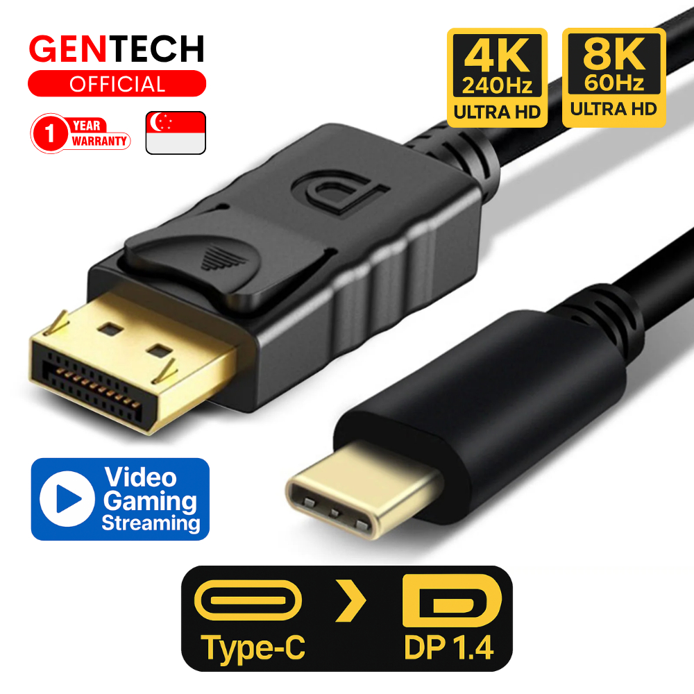 (SG) GENTECH USB C to DP Cable 8K 60HZ UHD Type C to Displayport ...