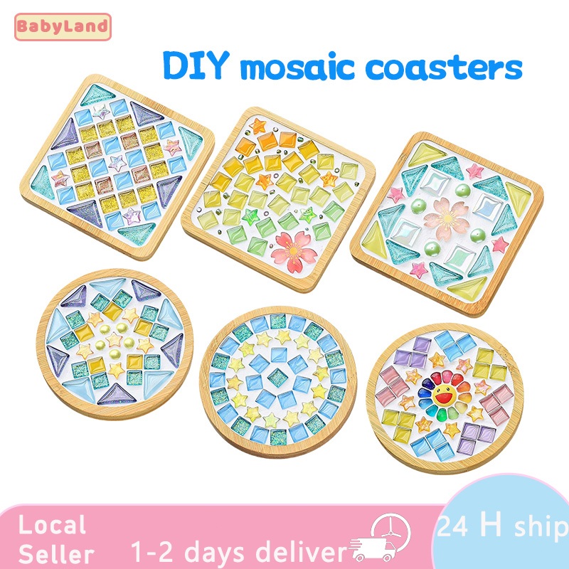 SG Stock】DIY Handmade Crafts Mosaic Coaster Creative Art Handmade Set ...