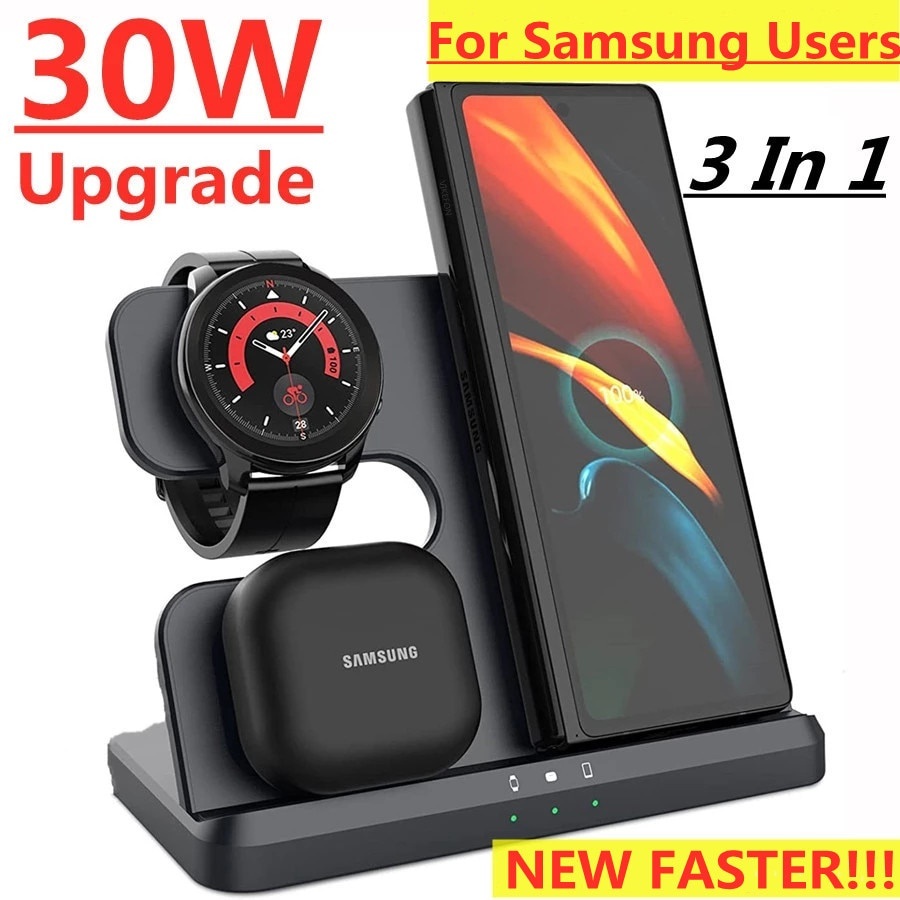 Samsung Wireless Charger 3-IN-1 Dock Z Fold Flip 6 S24 Ultra Galaxy ...