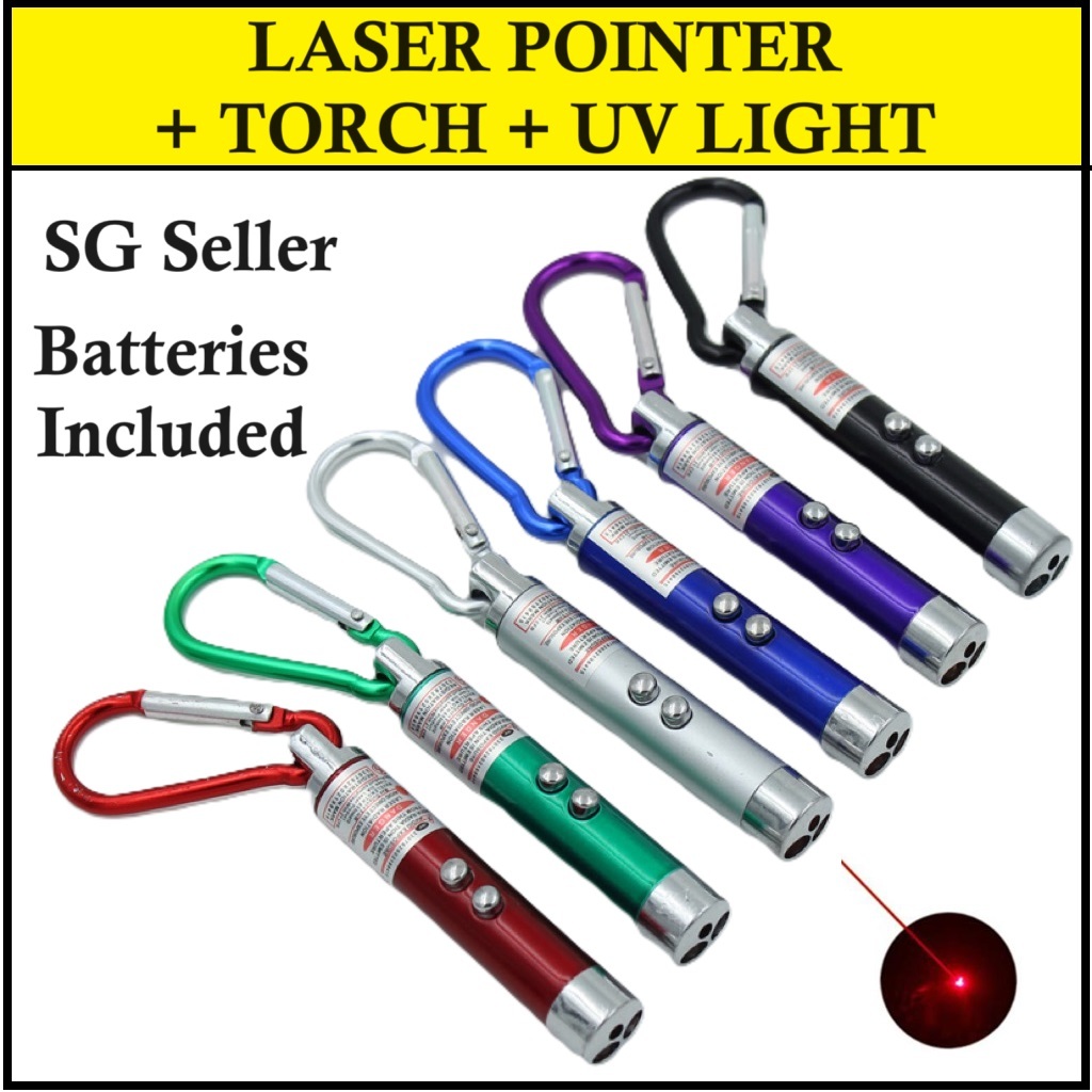 [SG STOCK] Laser Pointer + Torch Light + UV Light Batteries Included ...