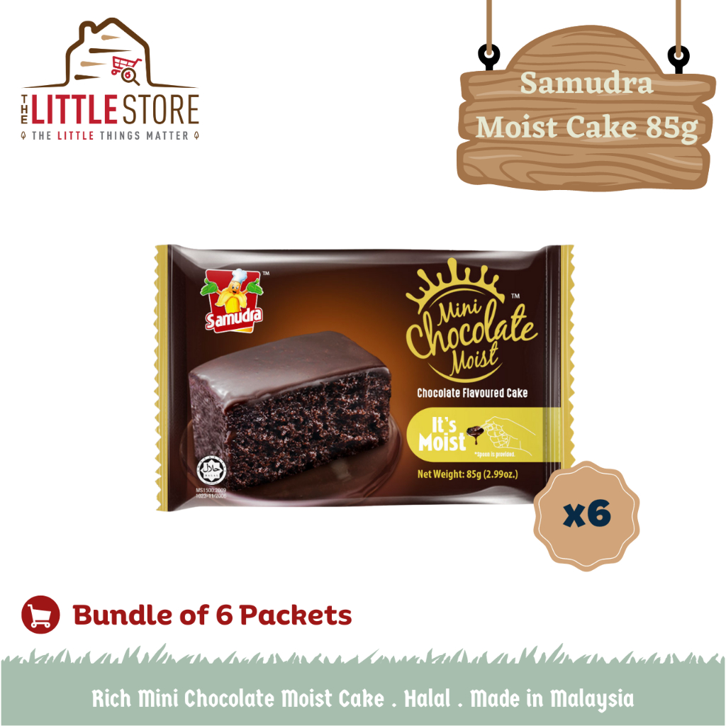 [*New Pack* Moist Cake Bundle of 6] Samudra Chocolate Cake (Moist) 85g ...