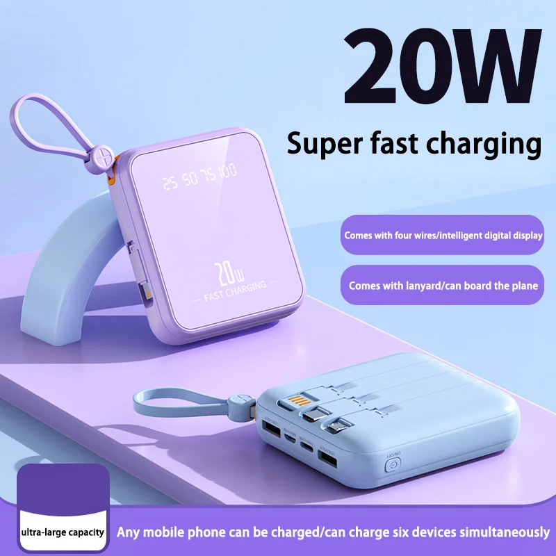 [SG Ready Stock] Fast Charging Power Bank Cable Powerbank 20000 Mah 4 ...