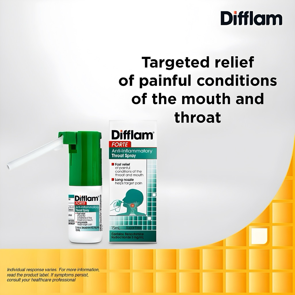 Difflam Forte Throat Spray 15mL | Anti-Inflammatory Fast Relief for ...