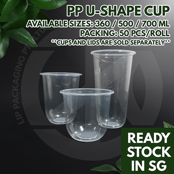 【50pcs】 PP U-Shape Cups 360ml/500ml/700ml 95mm【Lid Sold Separately ...