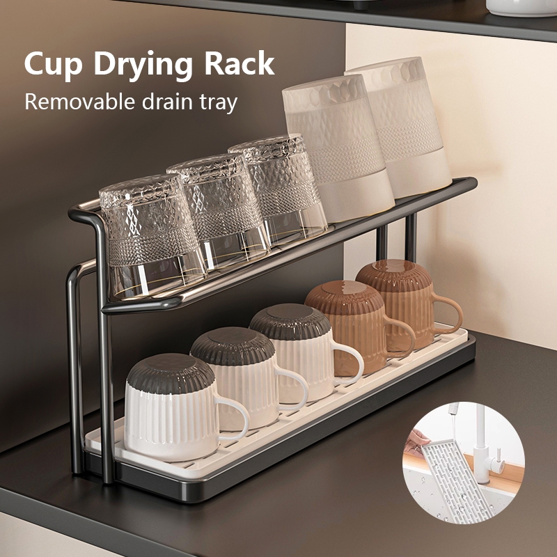 [SG Stock] Cup Holder Rack Double-layer Cup Drying Rack Mug Organiser ...