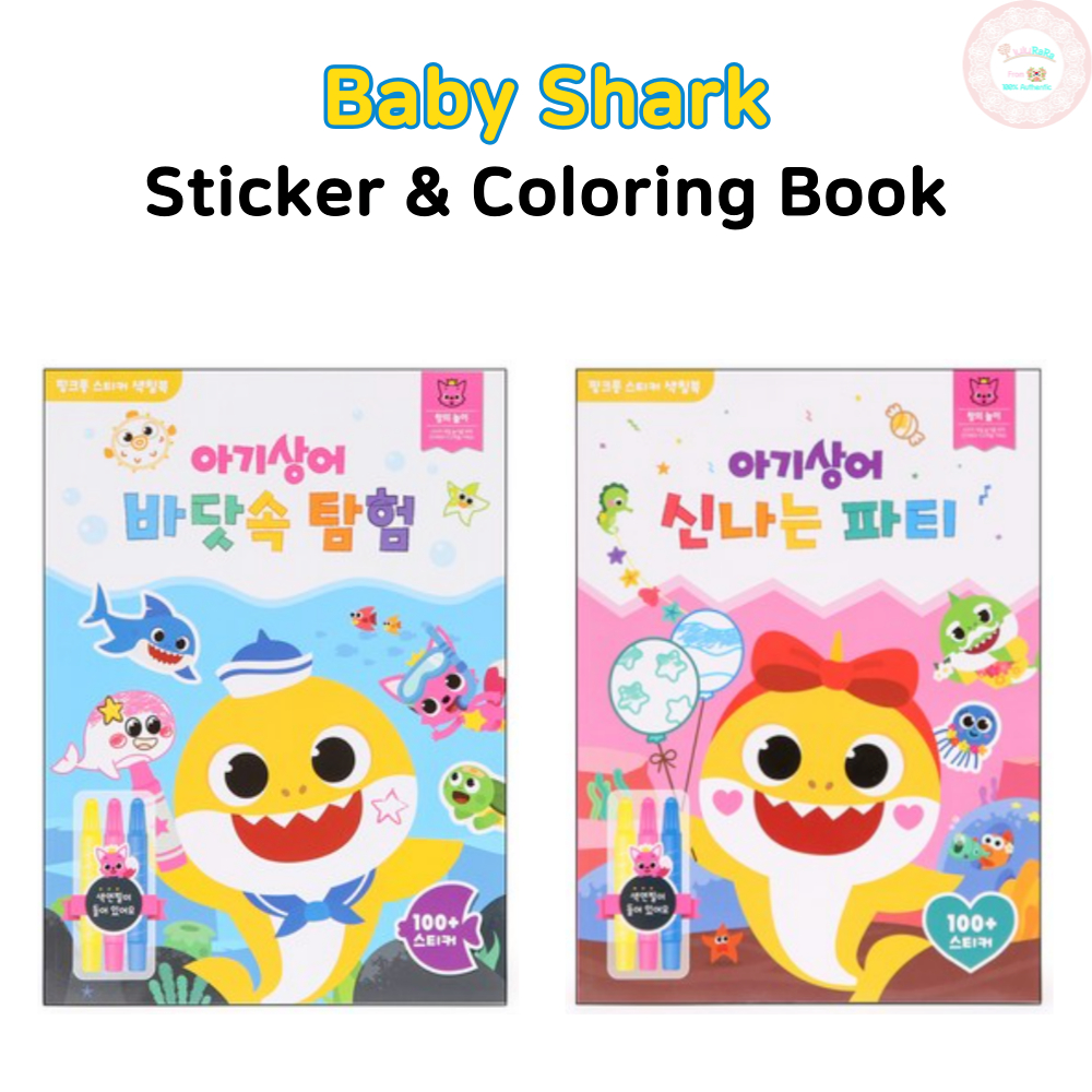 Pinkfong Baby Shark Sticker & Coloring Book with Colored Pencils Kids ...
