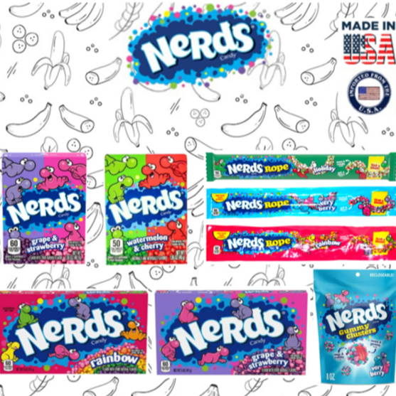 Willy Wonka Nerds Candy Series (Rope/ Watermelon & Cherry /Grape ...