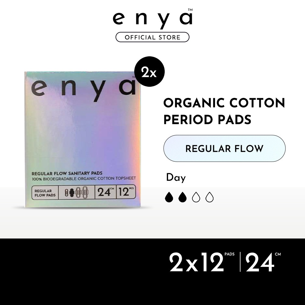 [BUNDLE OF 2] ENYA Official Regular Flow Organic Cotton Period Pads | 12pcs | Shopee Singapore