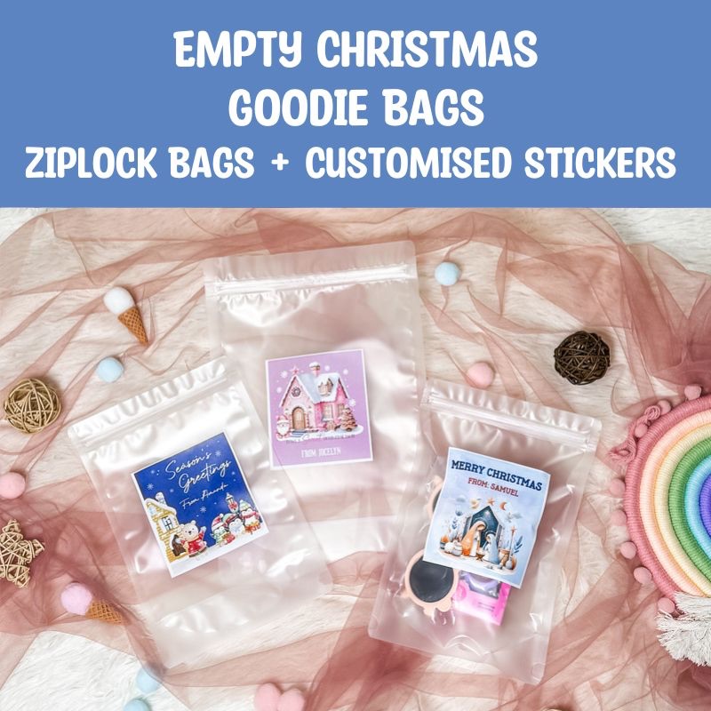 Empty Zip Lock Christmas Goodie Bag with Customised Sticker / Children ...