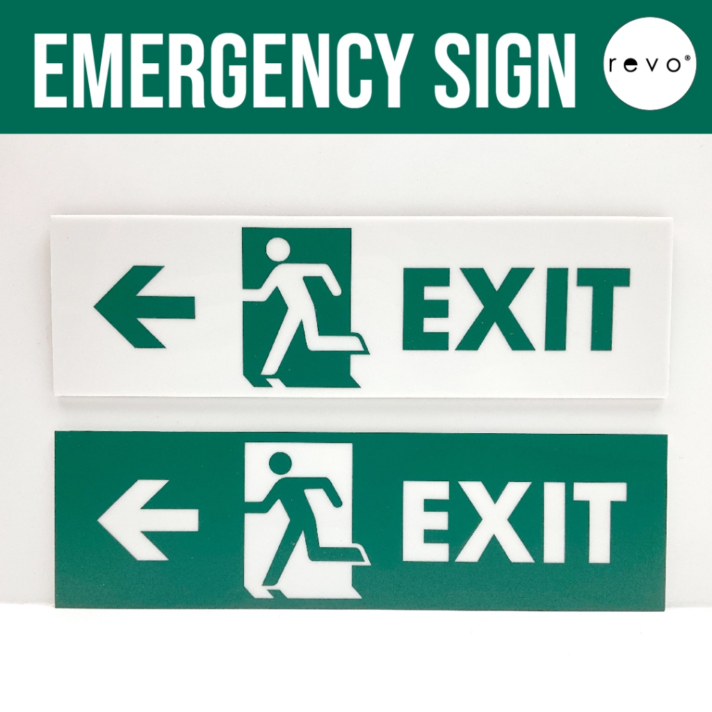 EMERGENCY EXIT SIGN/SIGNAGE | 240mm x 70mm | WARNING SIGN, INSTRUCTION ...