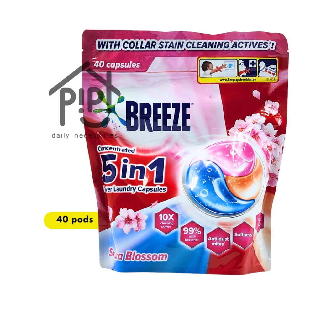 Breeze 5in1 Laundry Capsules Sakura Blossom 40pods | Shopee Singapore