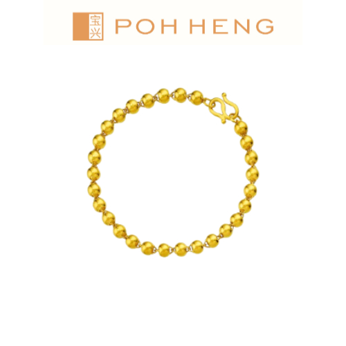 Poh Heng Jewellery 24K Gold Bead Bracelet in Yellow Gold [Price By ...
