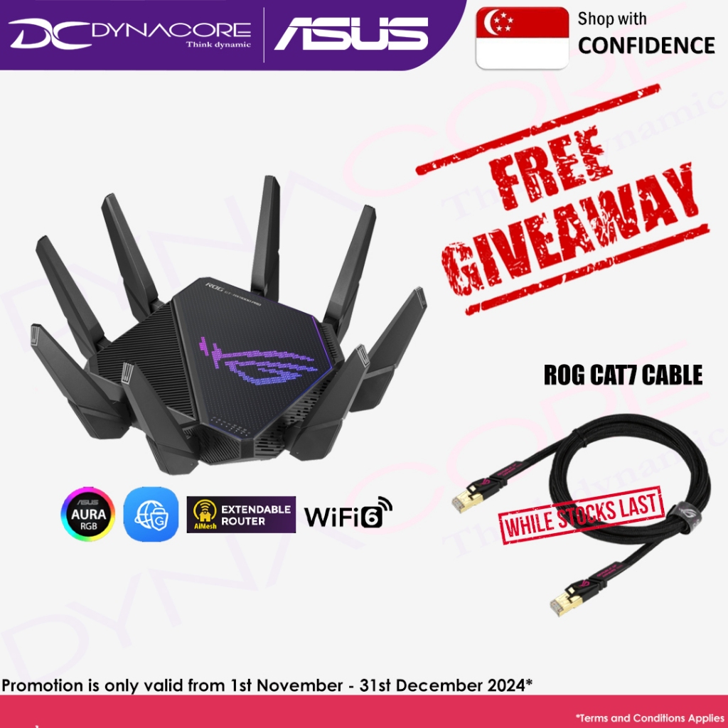 ASUS ROG Rapture GT-AX11000 Pro Tri-Band WiFi 6 Extendable AiMesh Gaming Router | Shopee Singapore