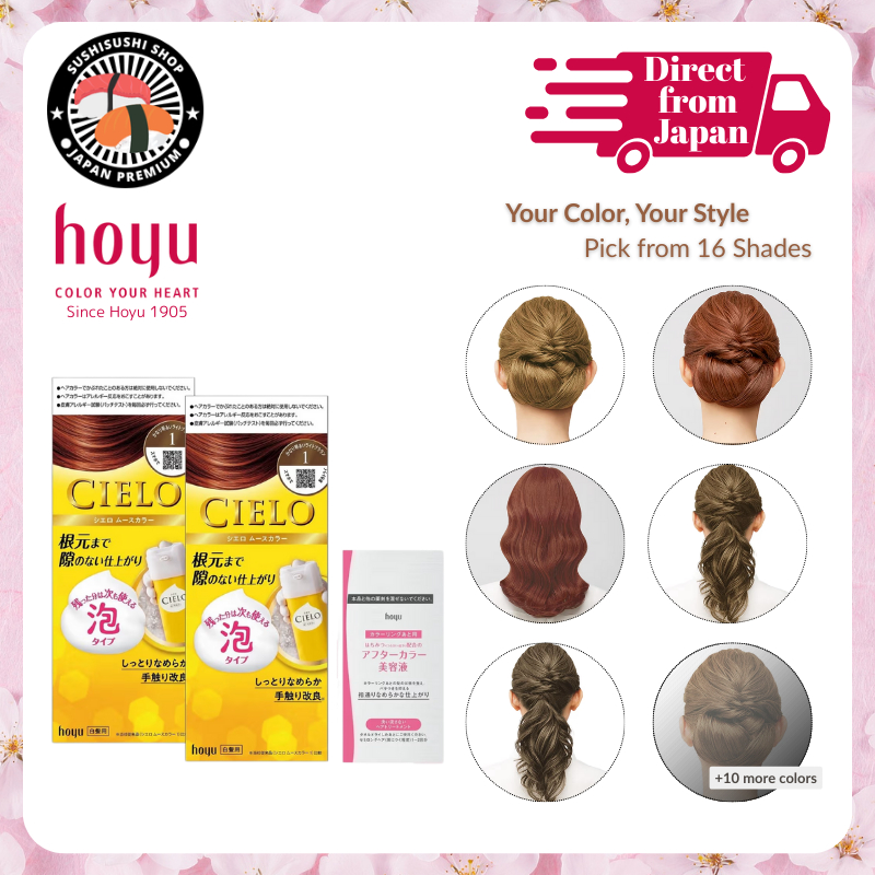 Hoyu/ Gray hair dye/ Cielo Mousse Color (2 pieces + bonus)/ 16 colors | Shopee Singapore