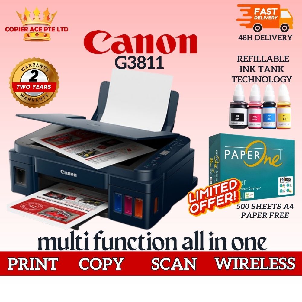 Canon PIXMA G3811 Inktank printer Print, Copy, Scan, User refillable ink, Replacement of G3730 ...