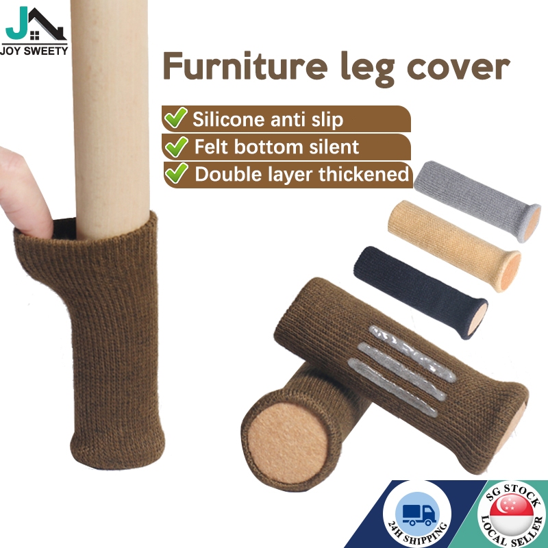 🇸🇬4PCS Chair Leg Cover Chair Leg Socks Knitted Table Leg Foot Pad Chair ...
