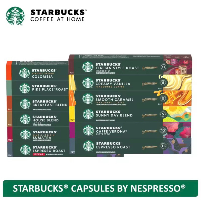 (12 FLAVORS) Starbucks by NESPRESSO Coffee Capsules / Coffee Pods 10 ...