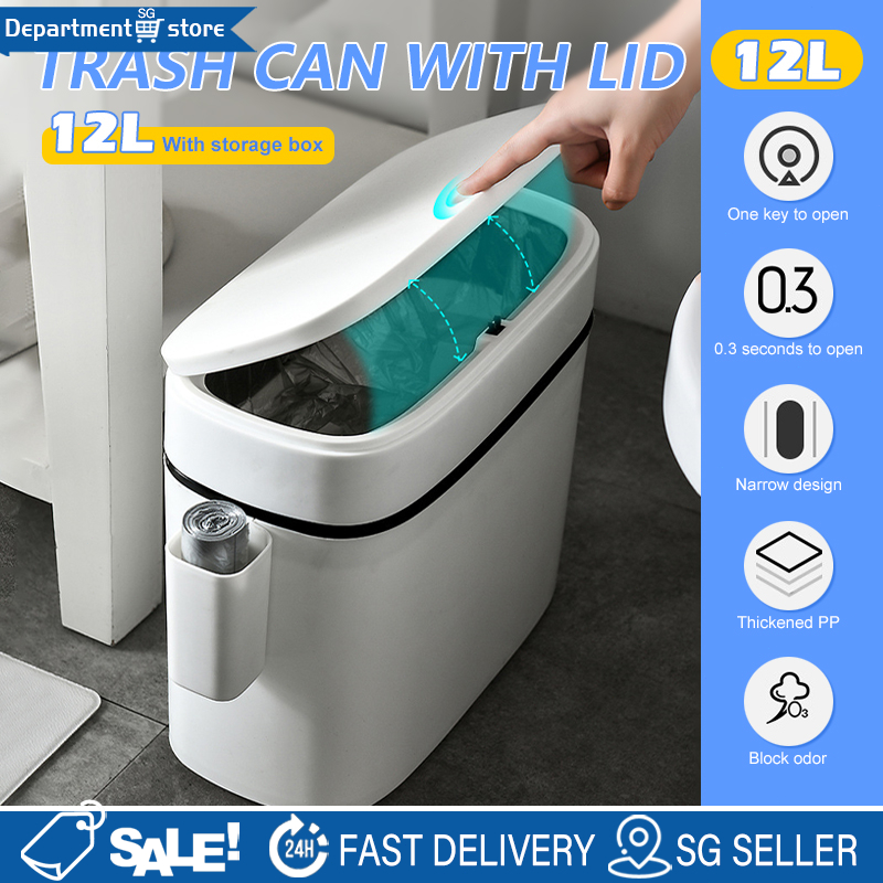 （SG Seller）12L Portable Dustbin Plastic Rubbish Bin Simple Trash Bin ...