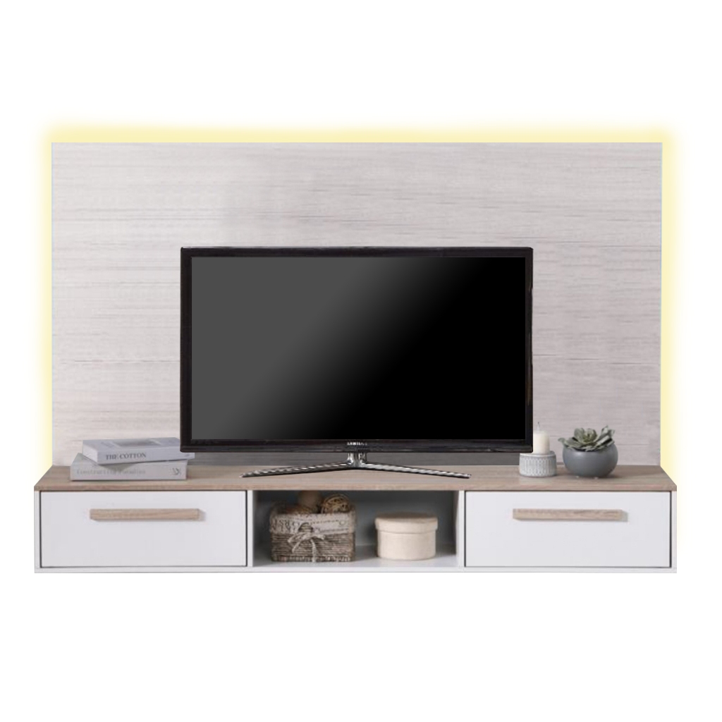 Living Mall Pollian 4FT/5FT/6FT Floating TV Console with Back Panel LED ...