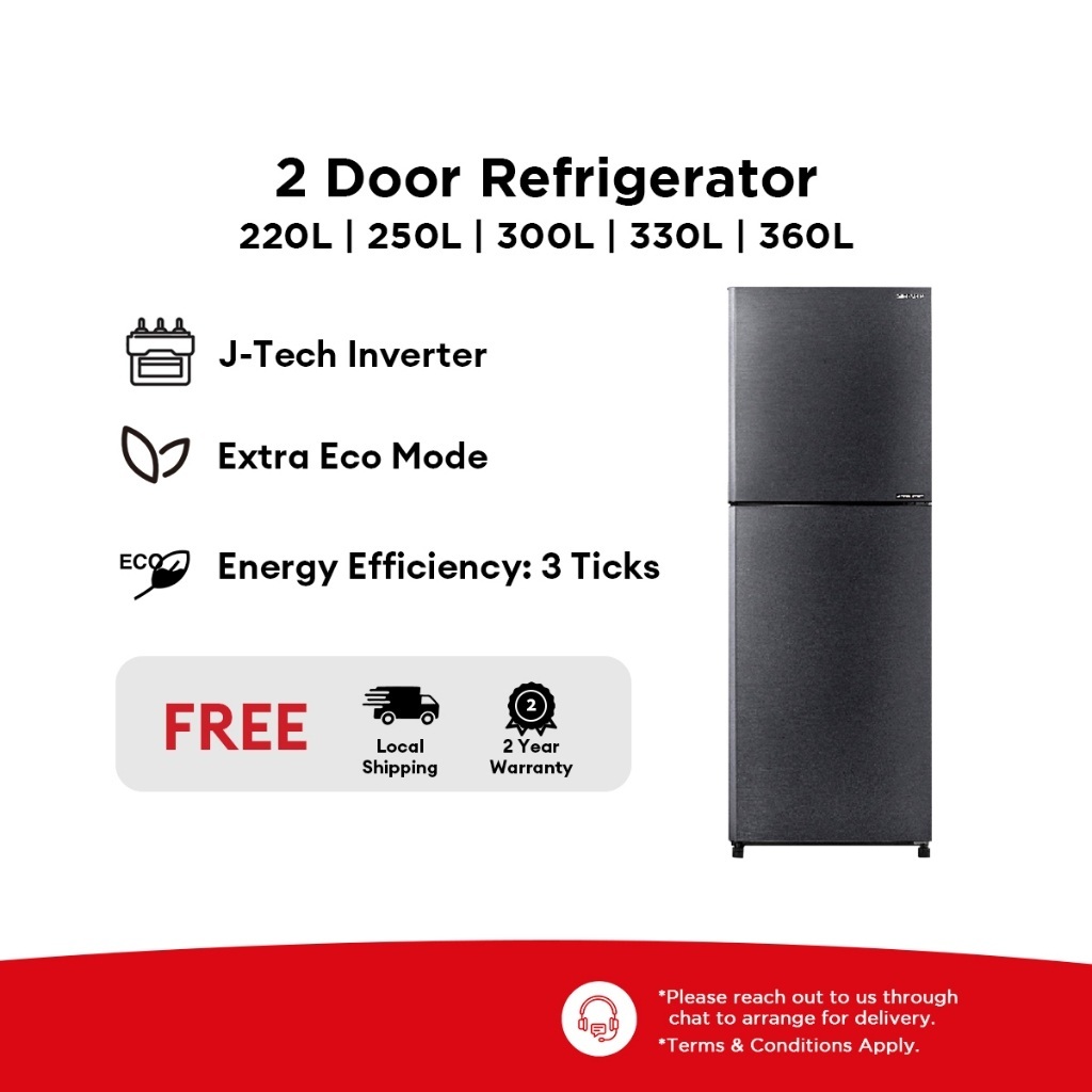 SHARP 2 Door Premium Design 3 Refrigerator 3 Ticks 220L 250L 300L 330L ...