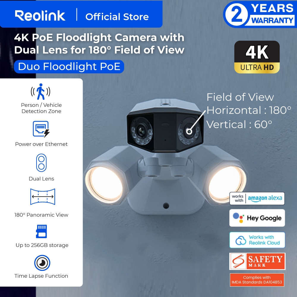 Reolink Duo Floodlight PoE : Time Lapse 4K Camera, Dual-Lens, 180 ...